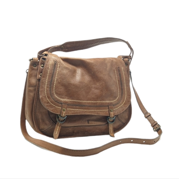 Frye | Bags | Frye Anna Large Brown Leather Saddle Crossbody Bag | Poshmark